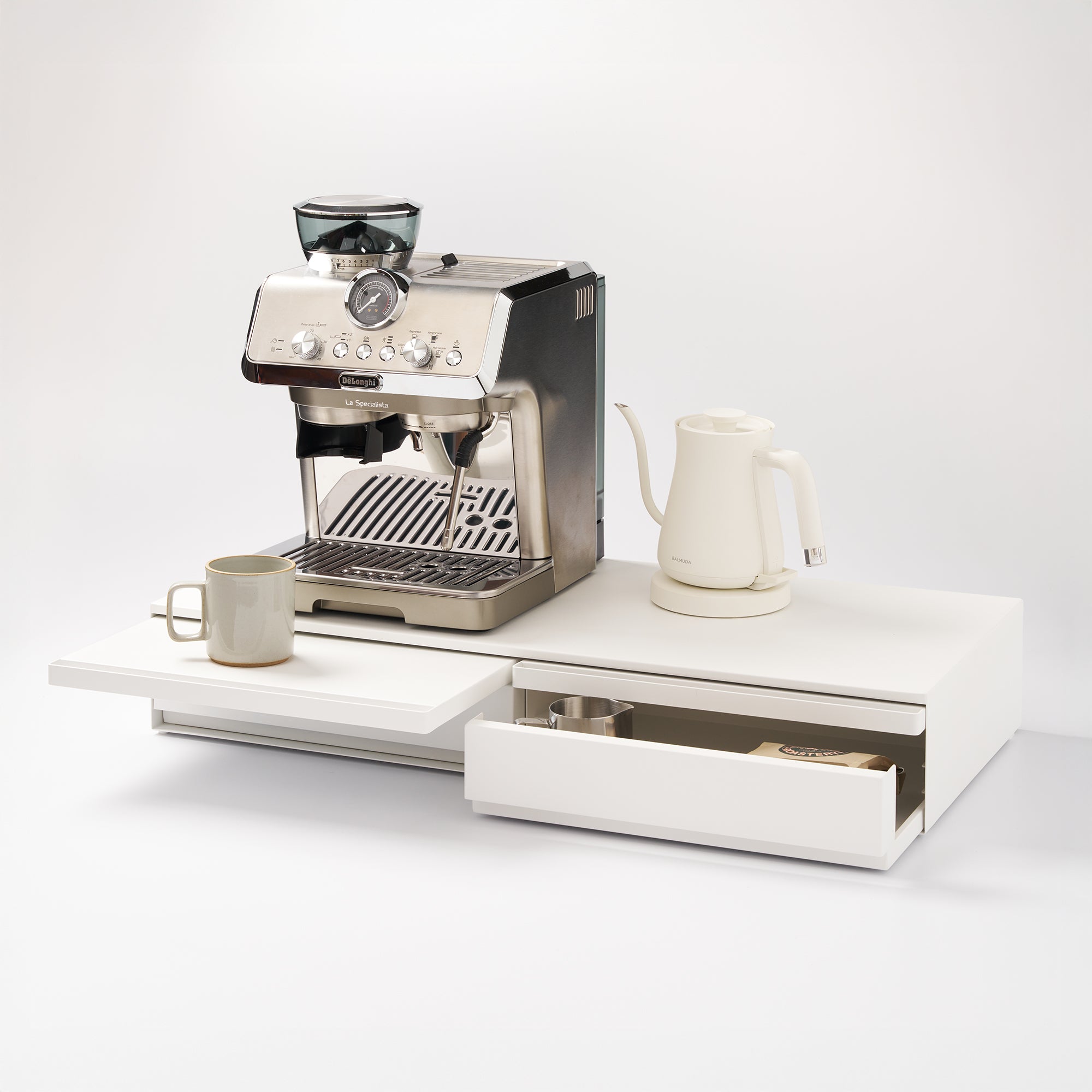 Countertop Drawer with Pull-Out Shelf - Wide - Steel - Yamazaki Home