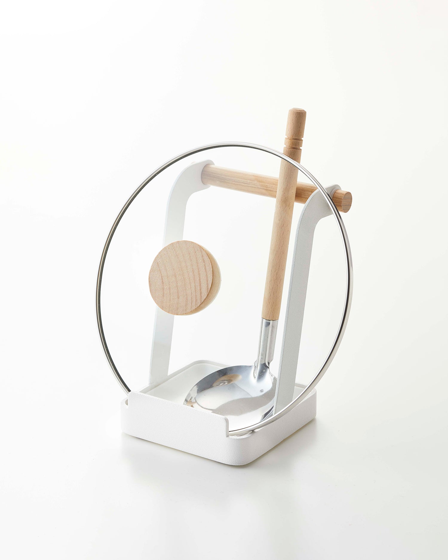 Lid & Ladle Stand - Steel + Wood - Yamazaki Home