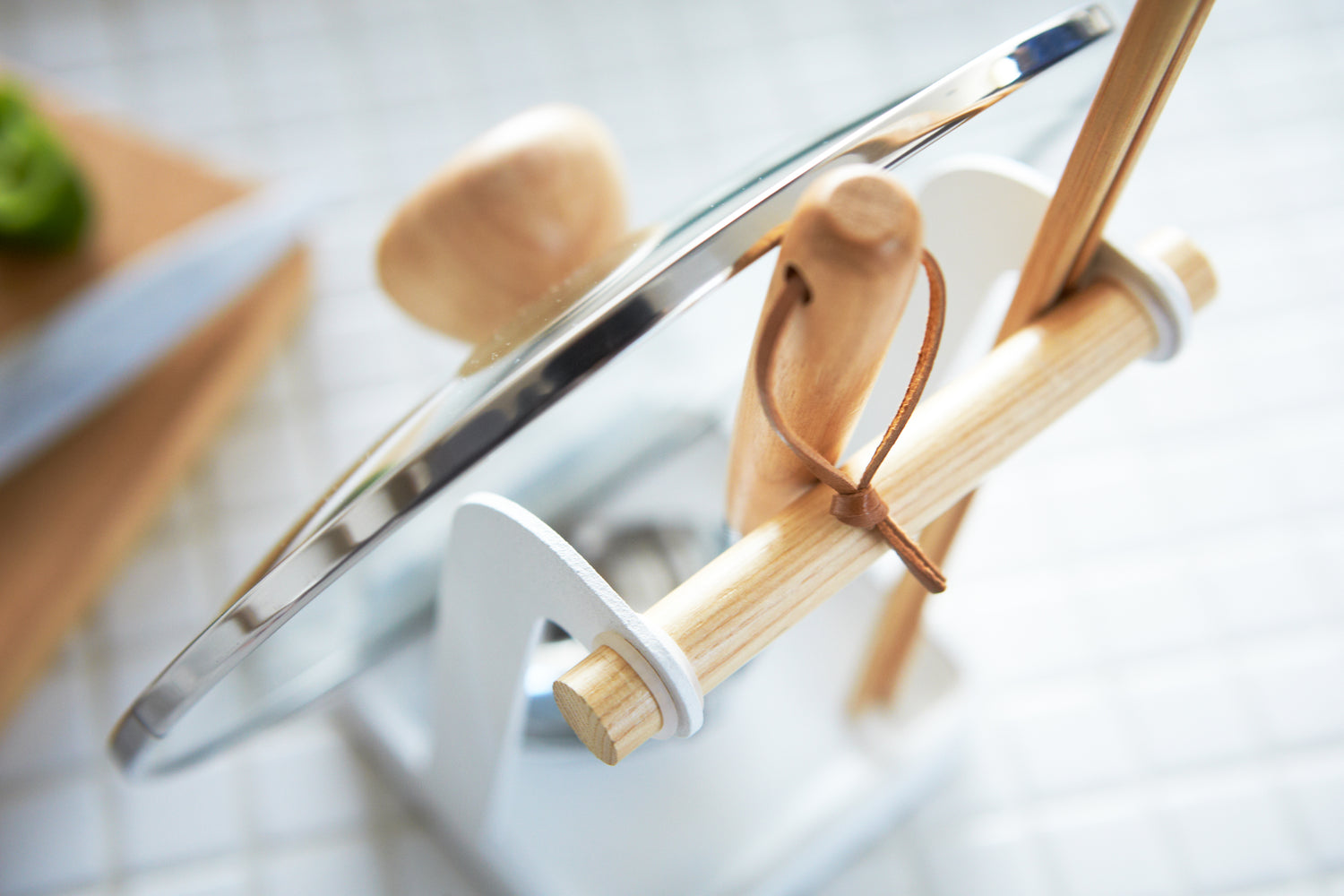 Lid & Ladle Stand - Steel + Wood - Yamazaki Home